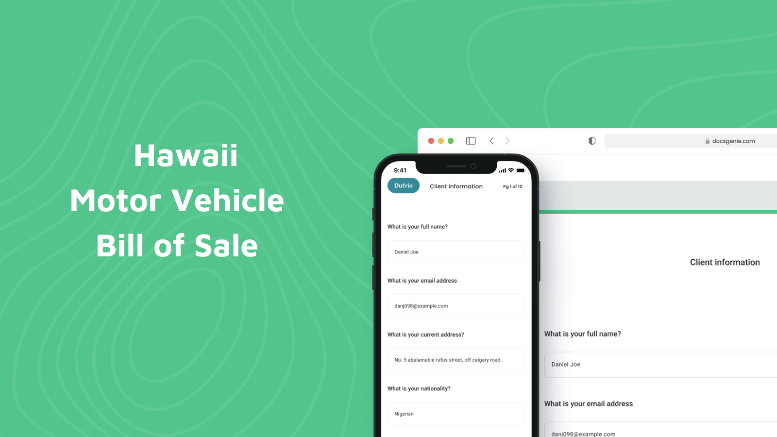 Free Hawaii Motor Vehicle Bill of Sale Form Template - DocsGenie