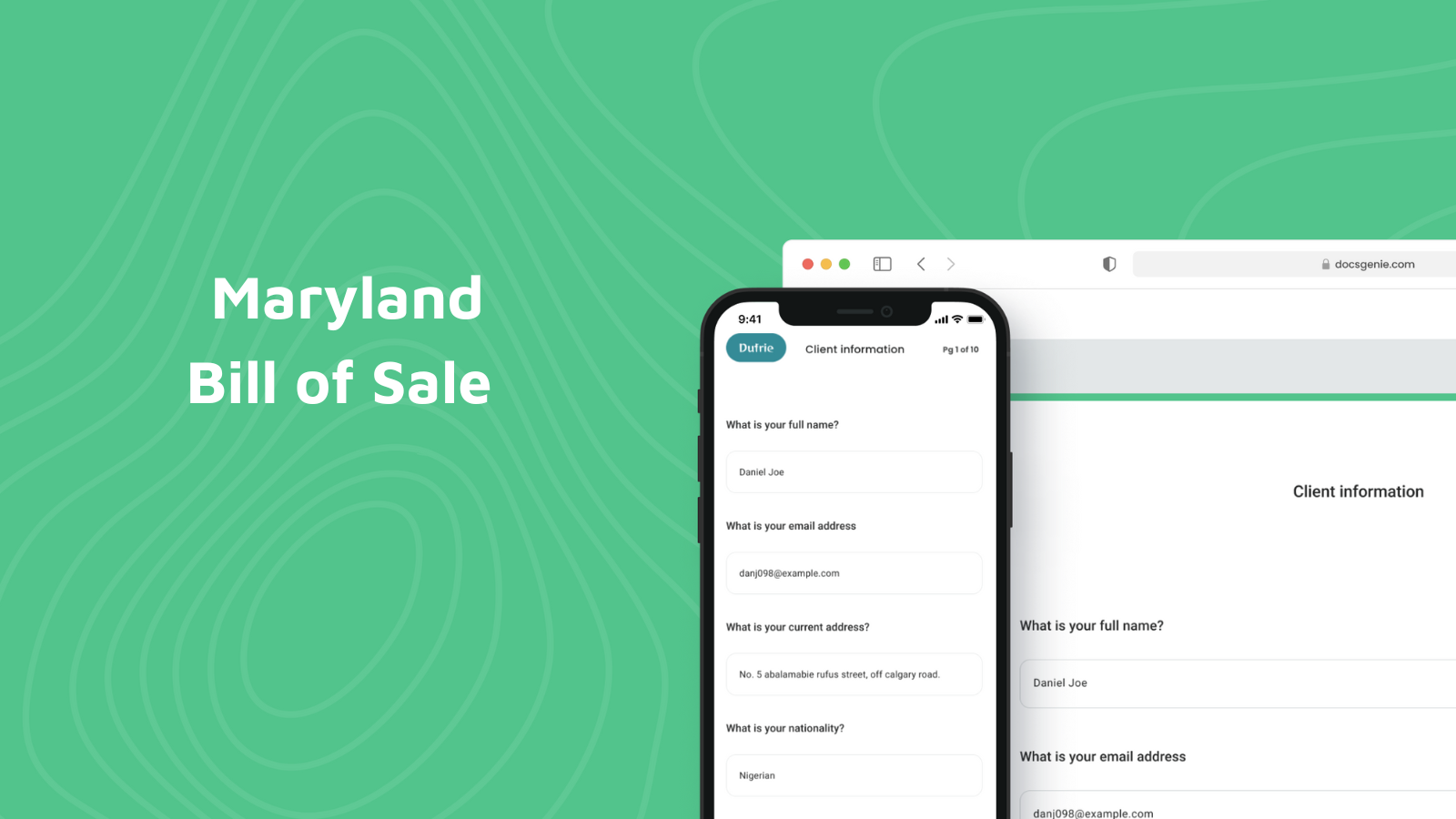 Free Maryland Bill of Sale Form Template - DocsGenie