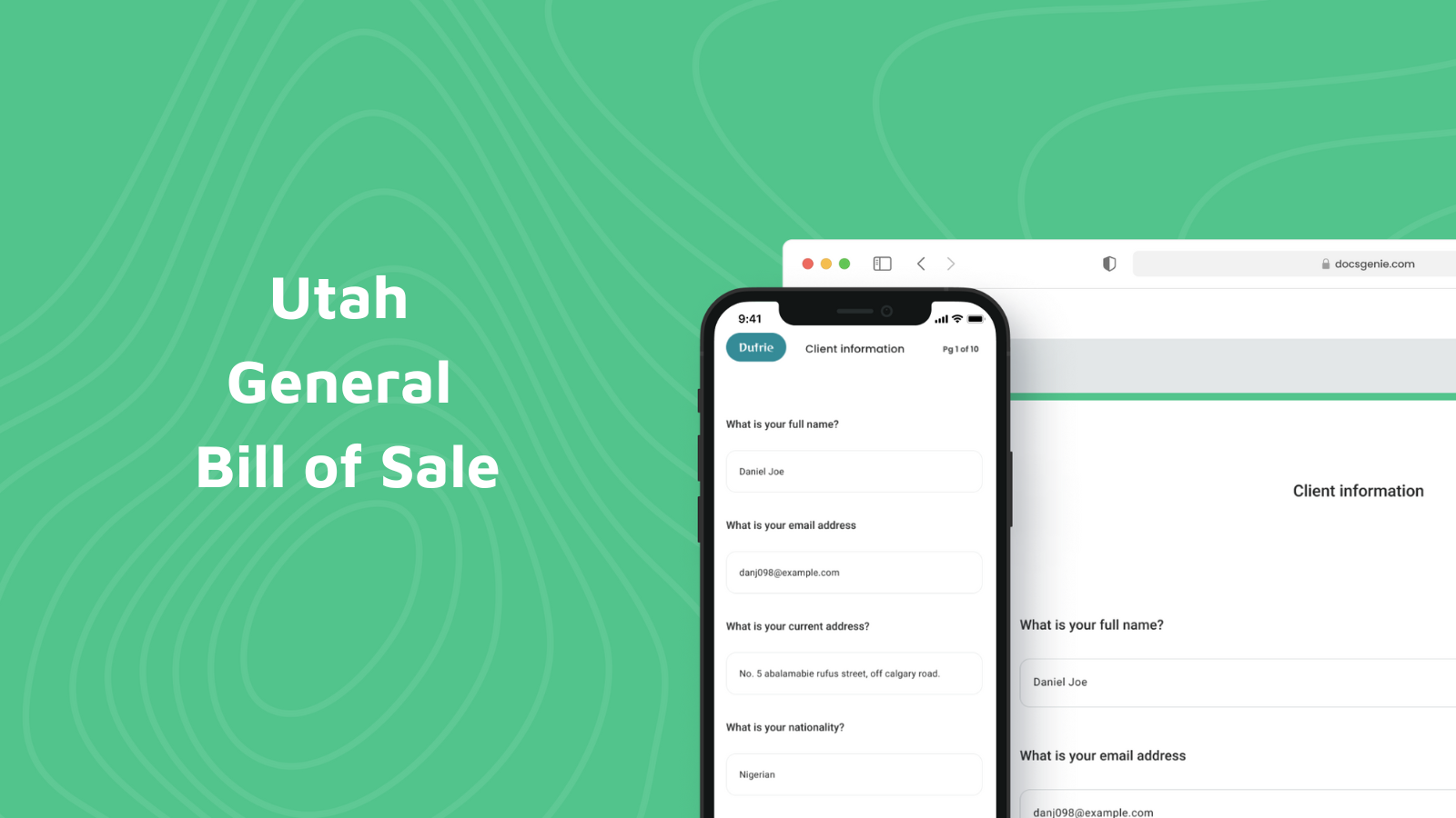 Free Utah General Bill of Sale Form Template - DocsGenie